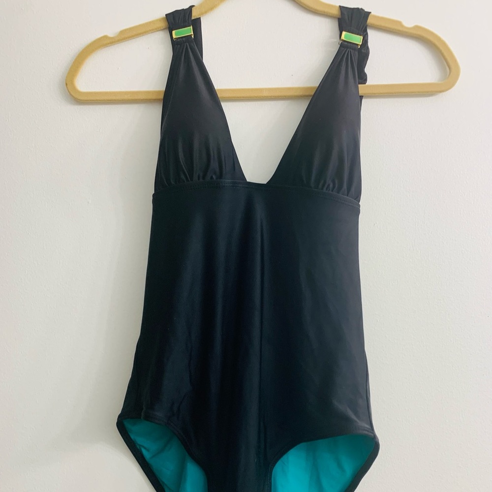 Vix Black Ruched Halter One Piece Gem